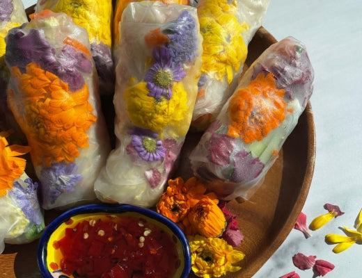 Tropical Spring Rolls with Edible Flowers — Melissas Produce